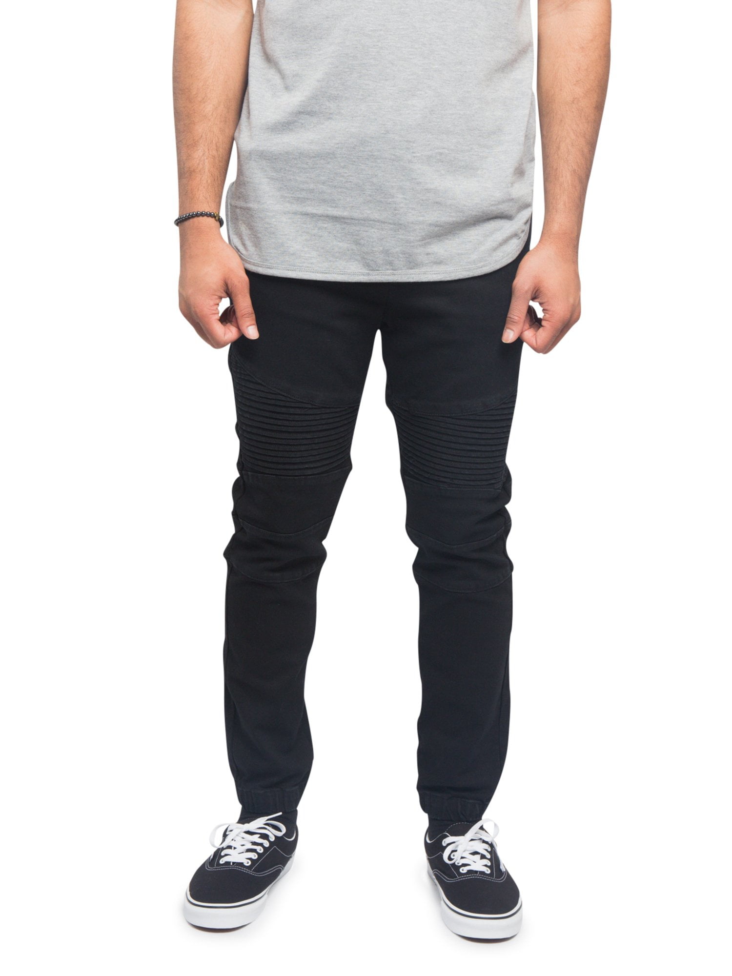 Victorious Men's Slim Fit Biker Denim Jogger Jeans JG873 - Black - XL - Walmart.com