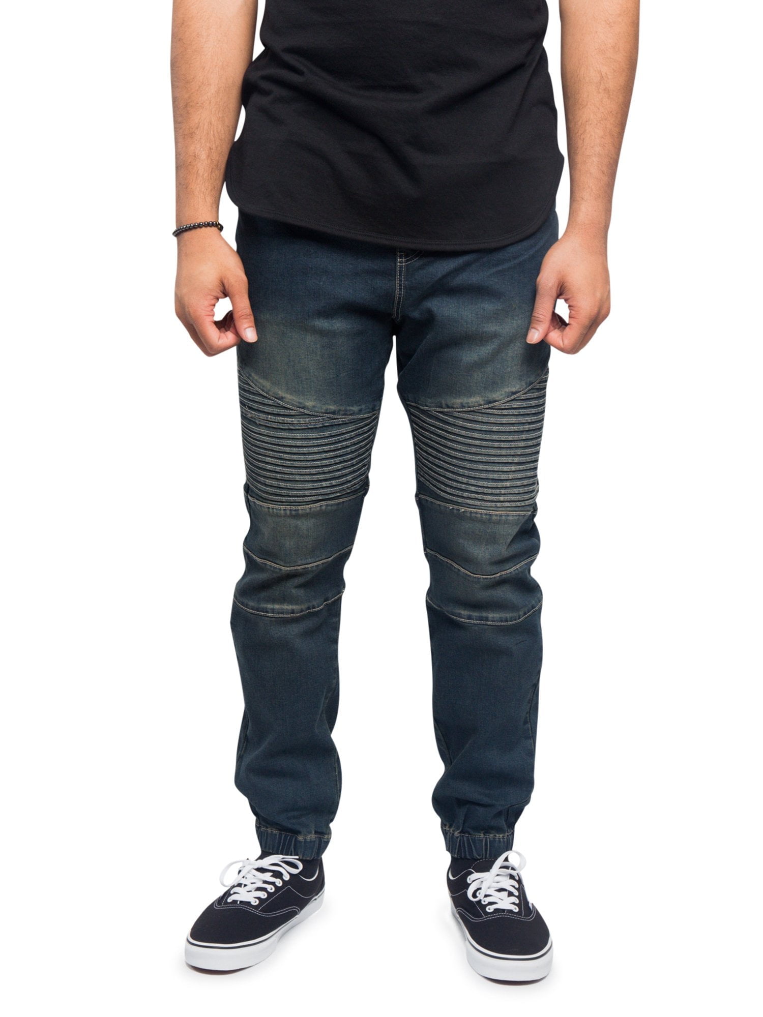 Victorious Men's Slim Fit Biker Denim Jogger Jeans JG873 - Vintage - Medium - Walmart.com