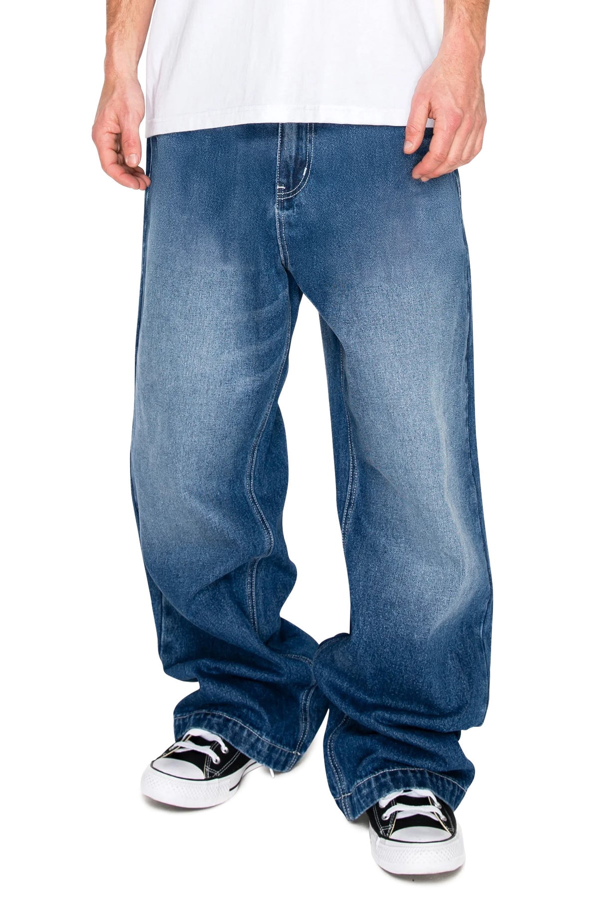 Victorious Men's Ultra Baggy Y2K Wide-Leg Denim Jeans DL981 Indigo 4232 ...