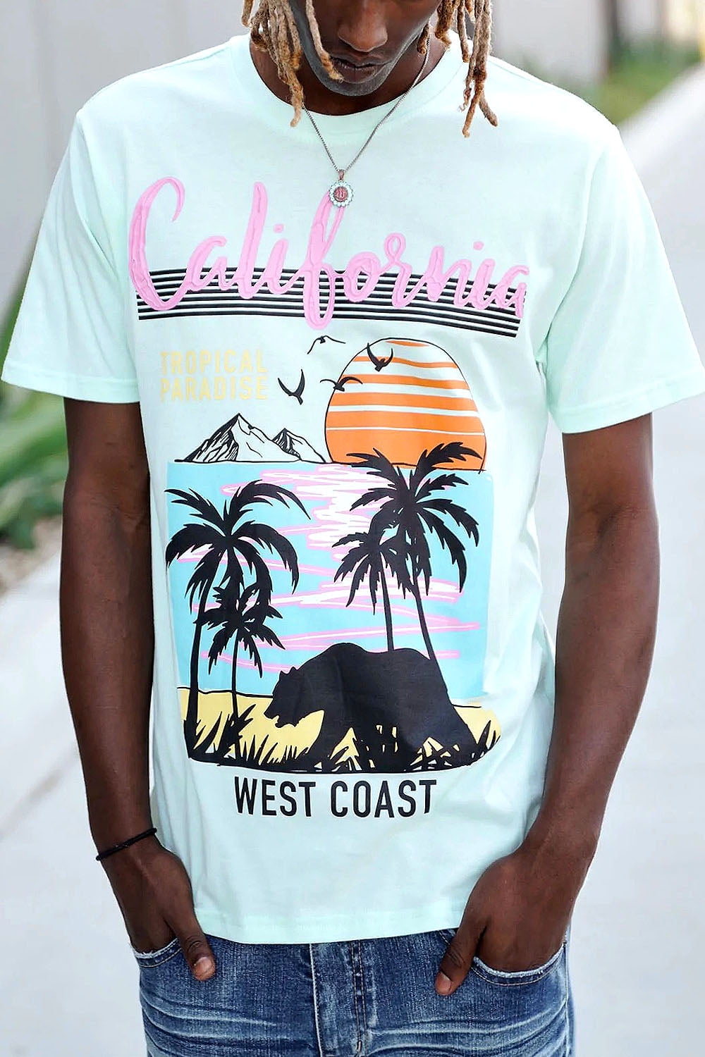 Victorious Men's West Coast California Graphic T-Shirt TS7474 Mint ...
