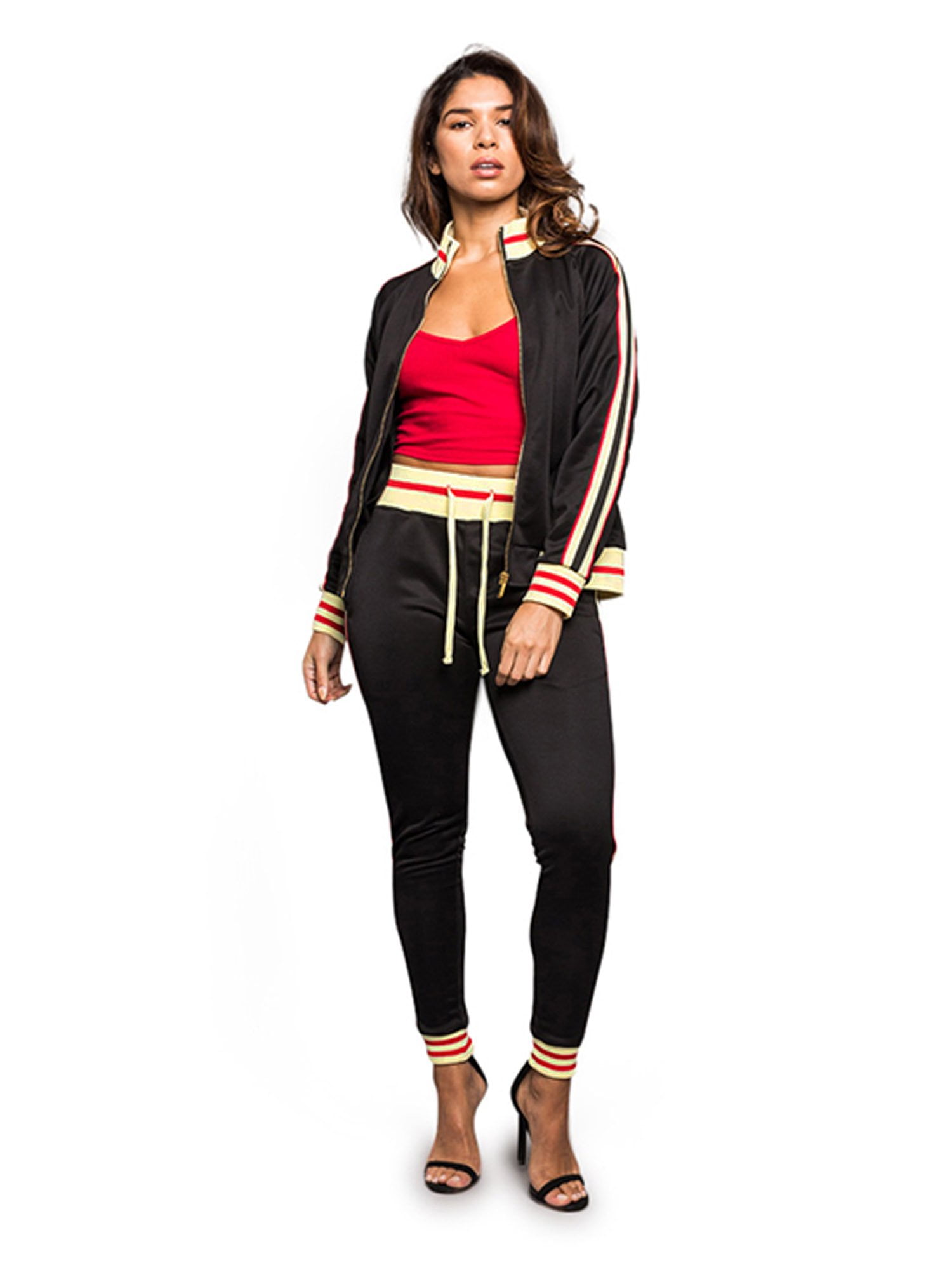 Victorious Women's G Track 2 Piece Tracksuit Set - Sweatshirt Jacket and Sweat Pants VL208 ...