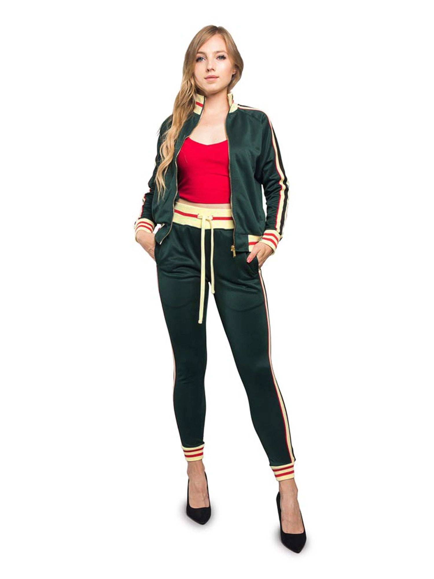 Victorious Women's G Track 2 Piece Tracksuit Set - Sweatshirt Jacket ...