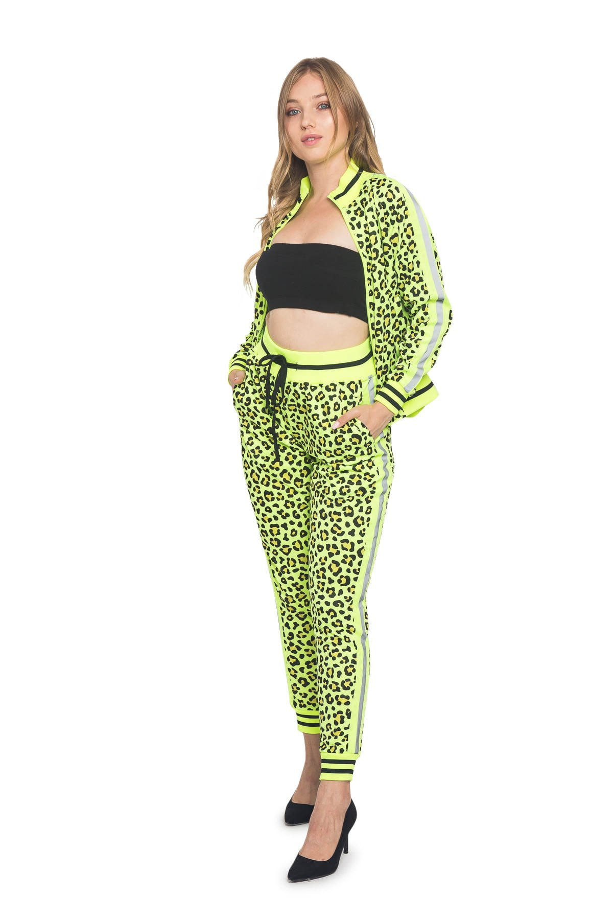 Victorious Women's Leopard ReflectiveBand 2 Piece Tracksuit Set ...