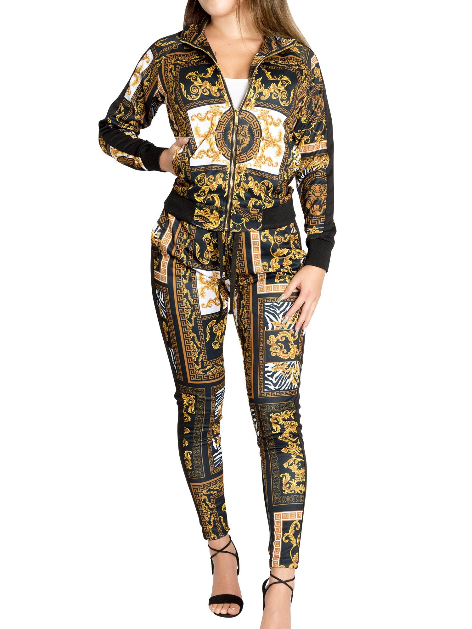 Victorious Women's Luxury 2 Piece Tracksuit Set - Sweatshirt Jacket and ...