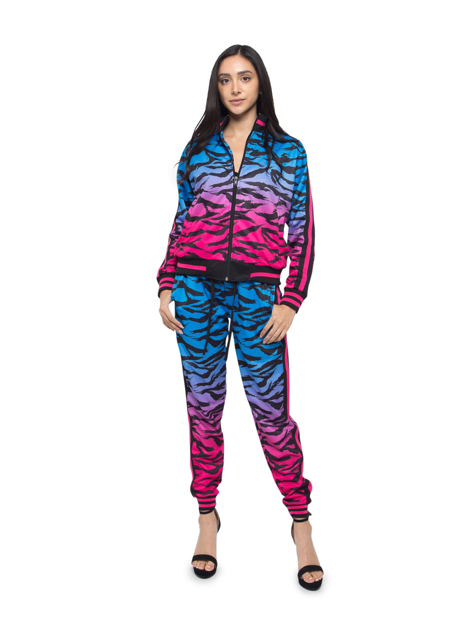 Victorious Women's Ombre Gradient Tiger Stripe 2 Piece Tracksuit Set ...