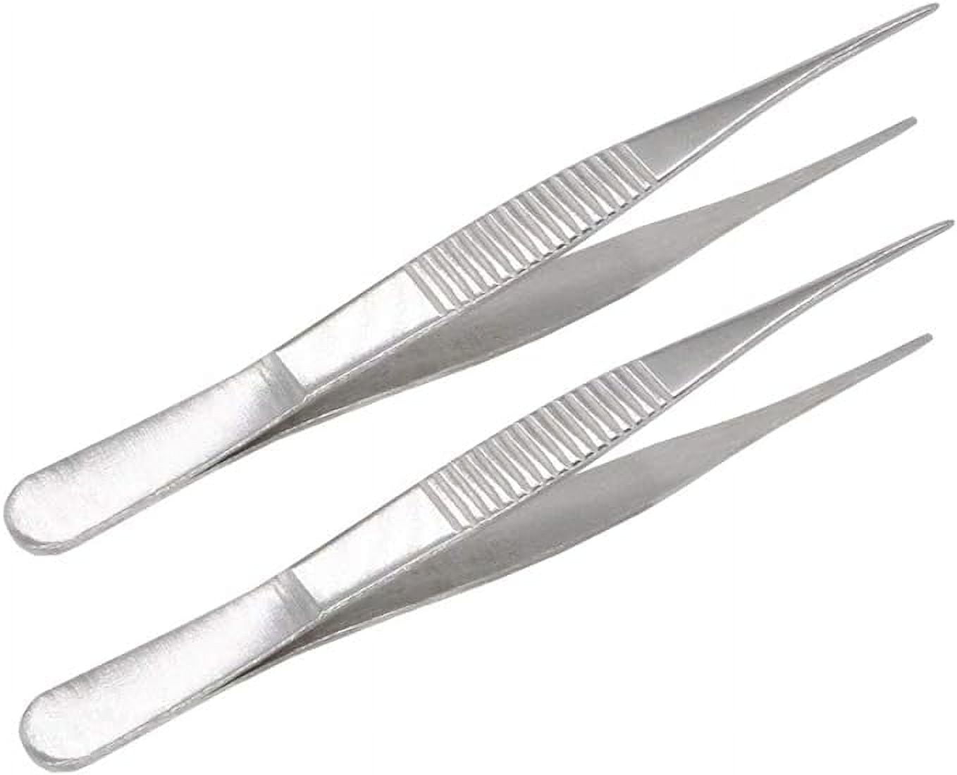 VictorsHome 5 Inch Stainless Steel Tweezers with Straight Serrated Tip ...