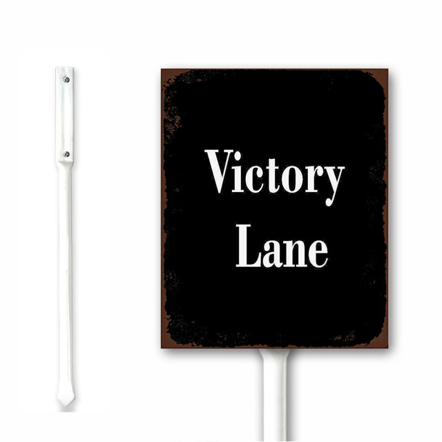 Victory Lane Black Yard Sign With Stake, Rustic Lawn & Garden Sign 4.6 ...