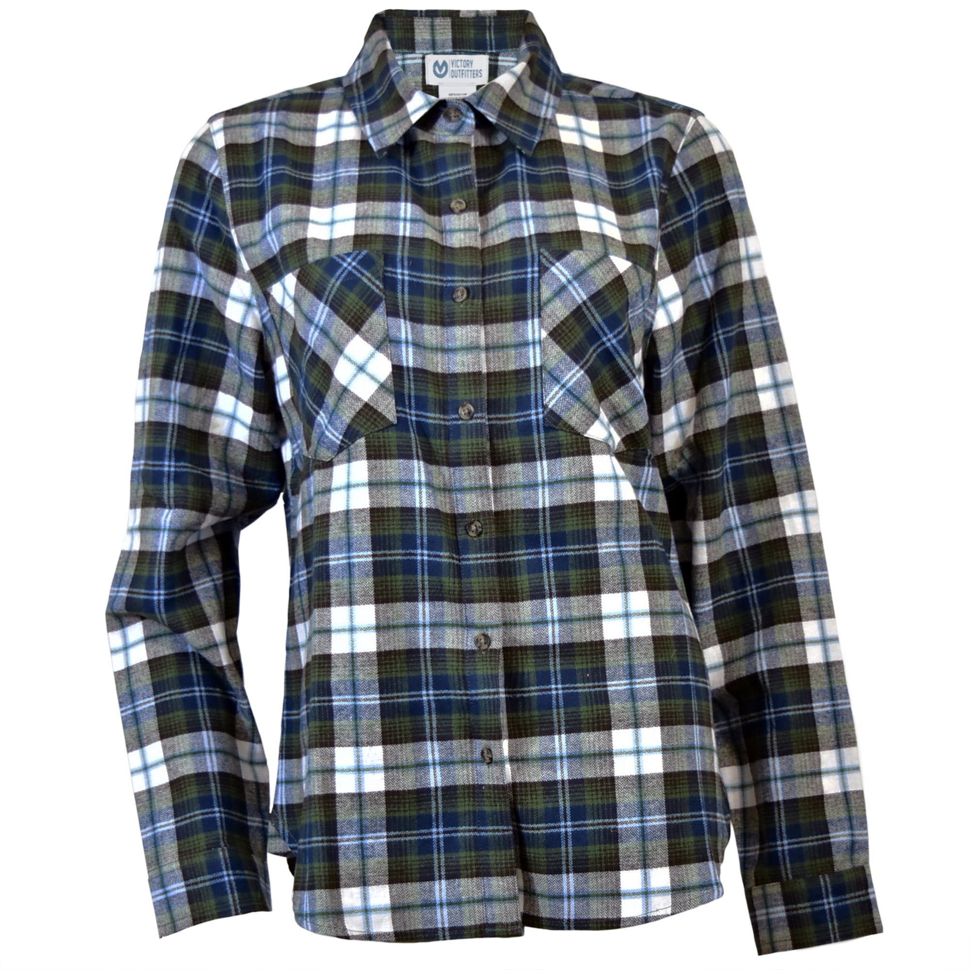 Victory Outfitters Ladies' Plaid Flannel Button Up Shirt w/ Two Chest ...