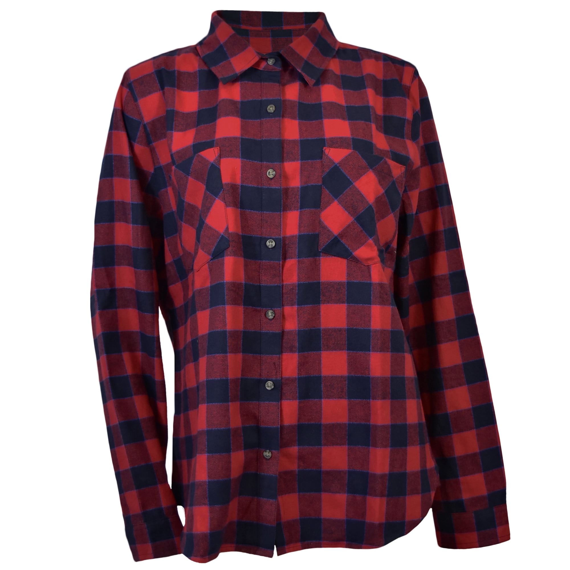 Victory Outfitters Ladies' Plaid Flannel Button Up Shirt w/ Two Chest ...