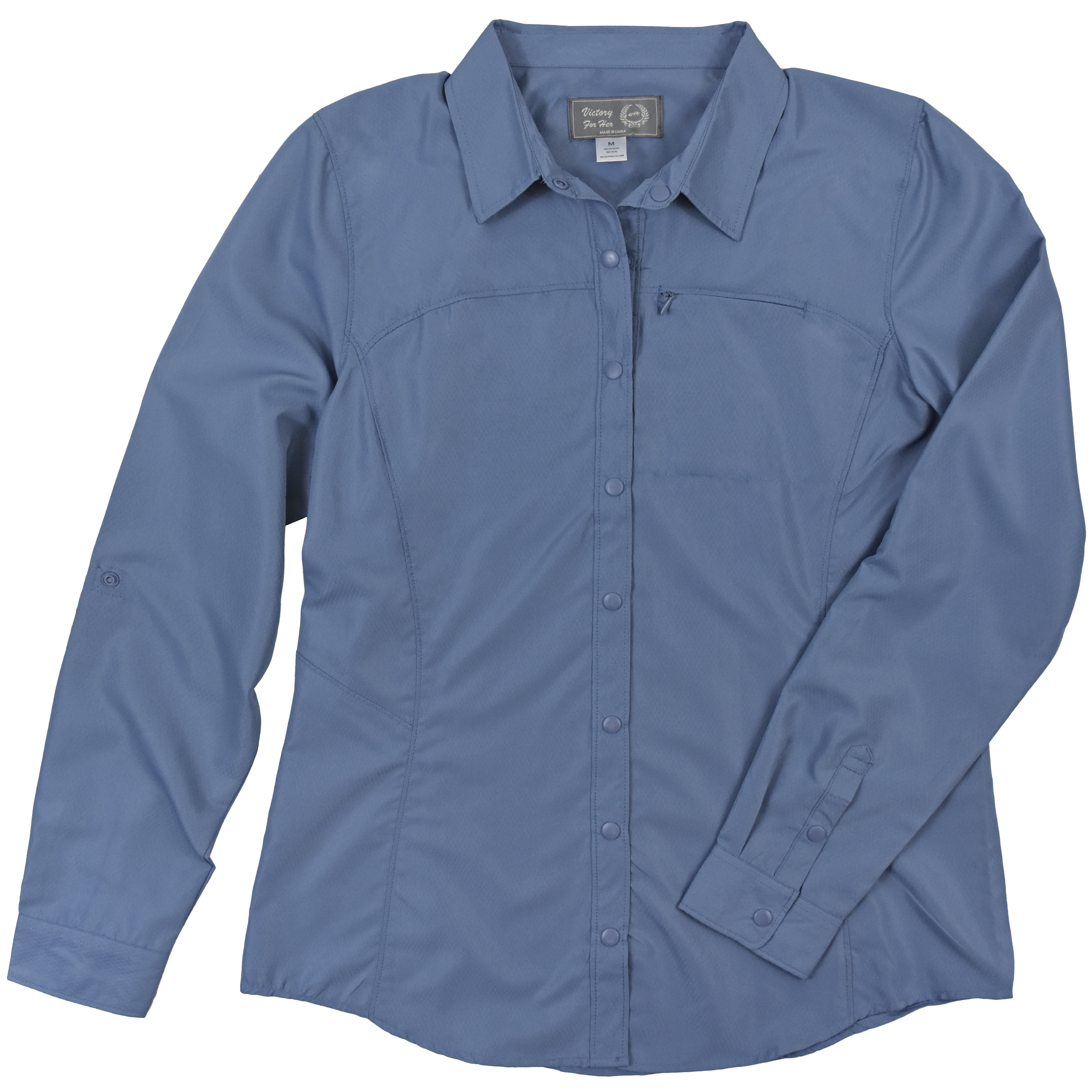 Victory Outfitters Ladies' Woven Full Snap Button Up Front Long Sleeve ...