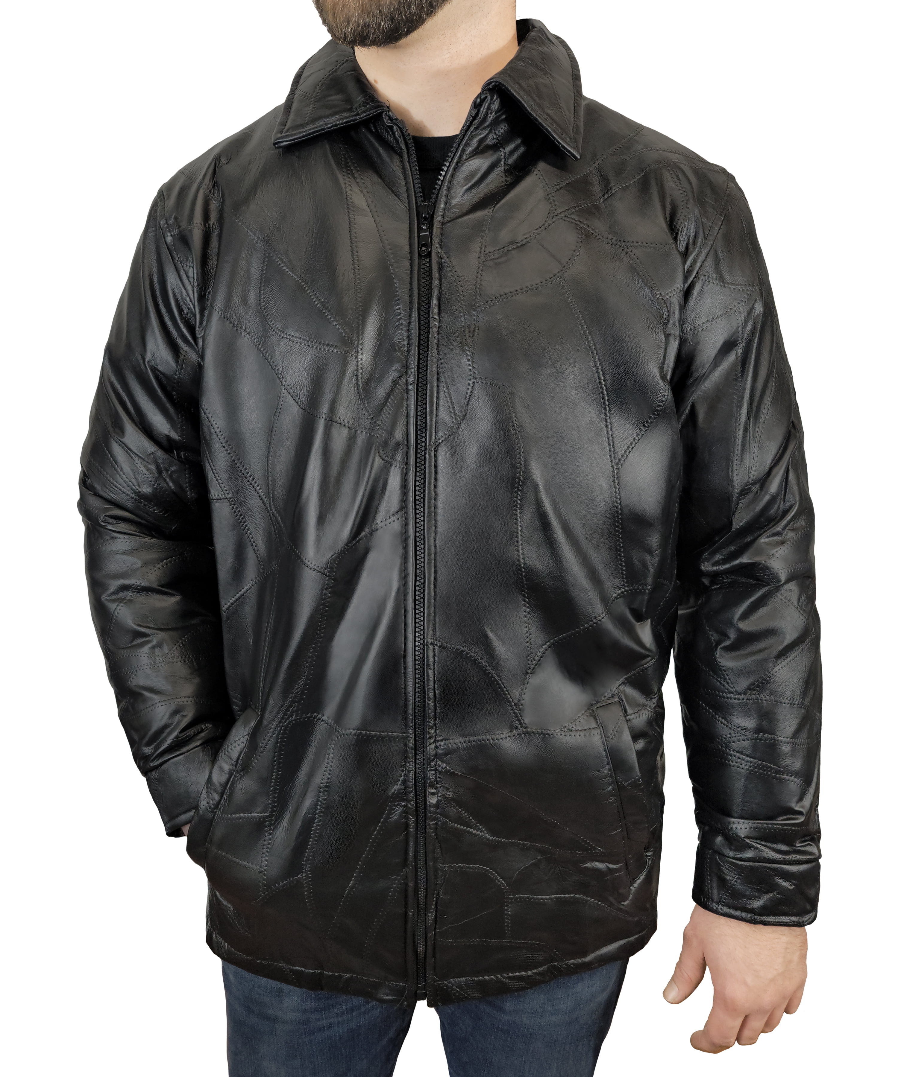 Victory Outfitters Men's Big & Tall Patch Leather Jacket - Black - 5XLT ...