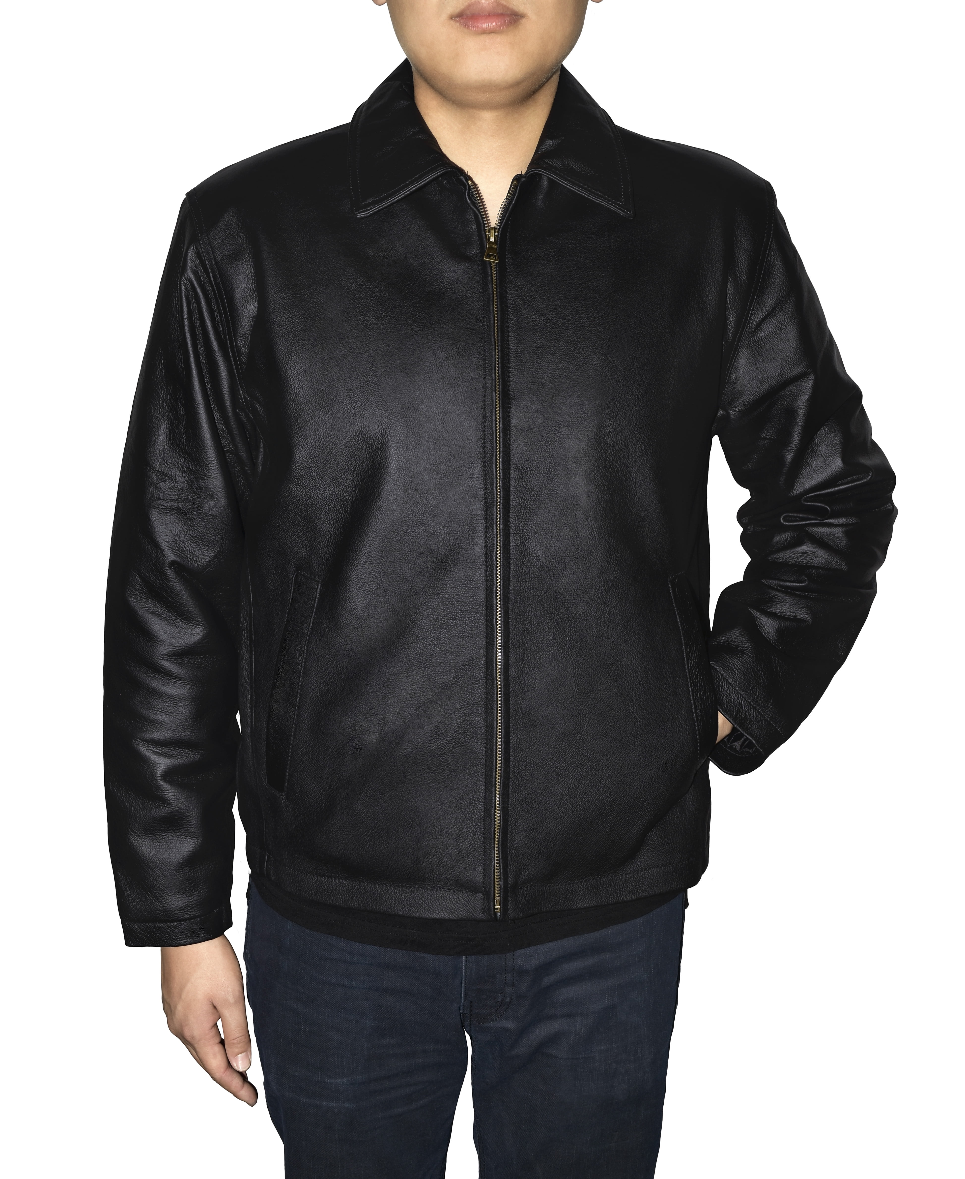 Victory Outfitters Men's Genuine Leather Open Bottom Jacket - Black ...