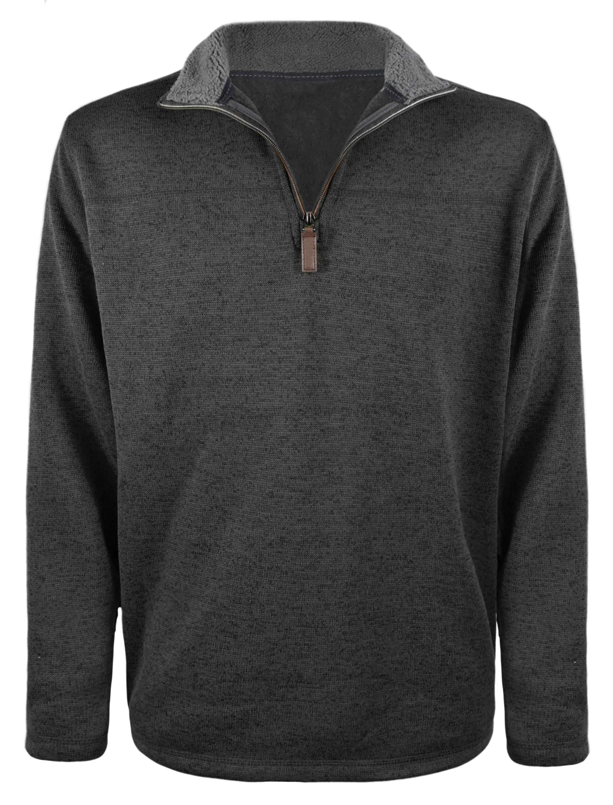 Victory Outfitters Men's Heather 1/4 Zip Knit Sweater w/Sherpa Lined ...