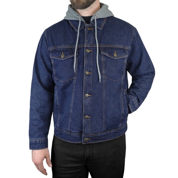 Victory Outfitters Men's Hooded Fleece Lined Denim Jacket - Dark Blue ...