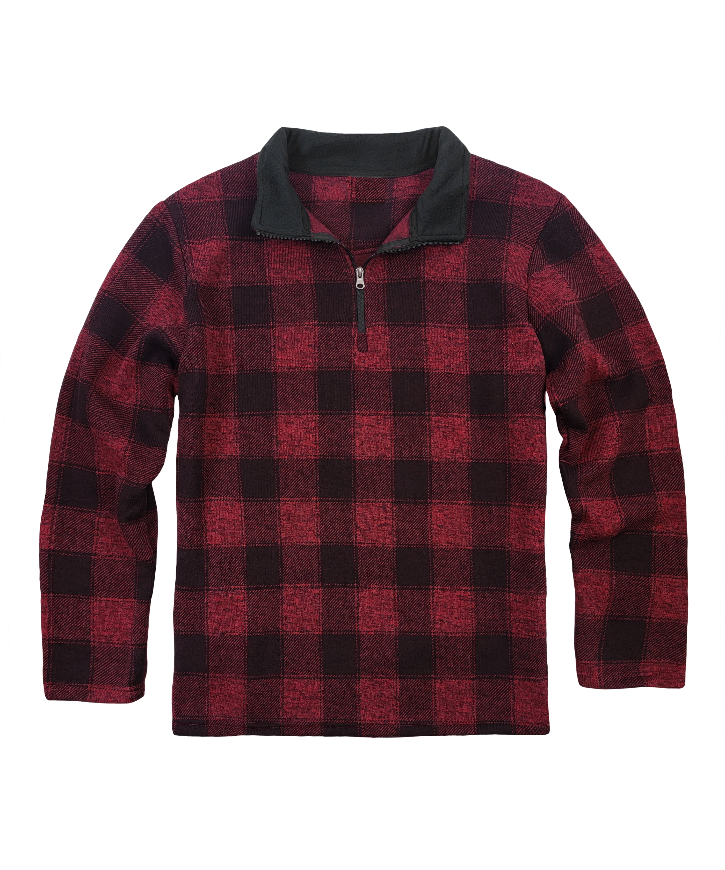 Victory Outfitters Men's Plaid Quarter-Zip Fleece Sweater - Red - M ...