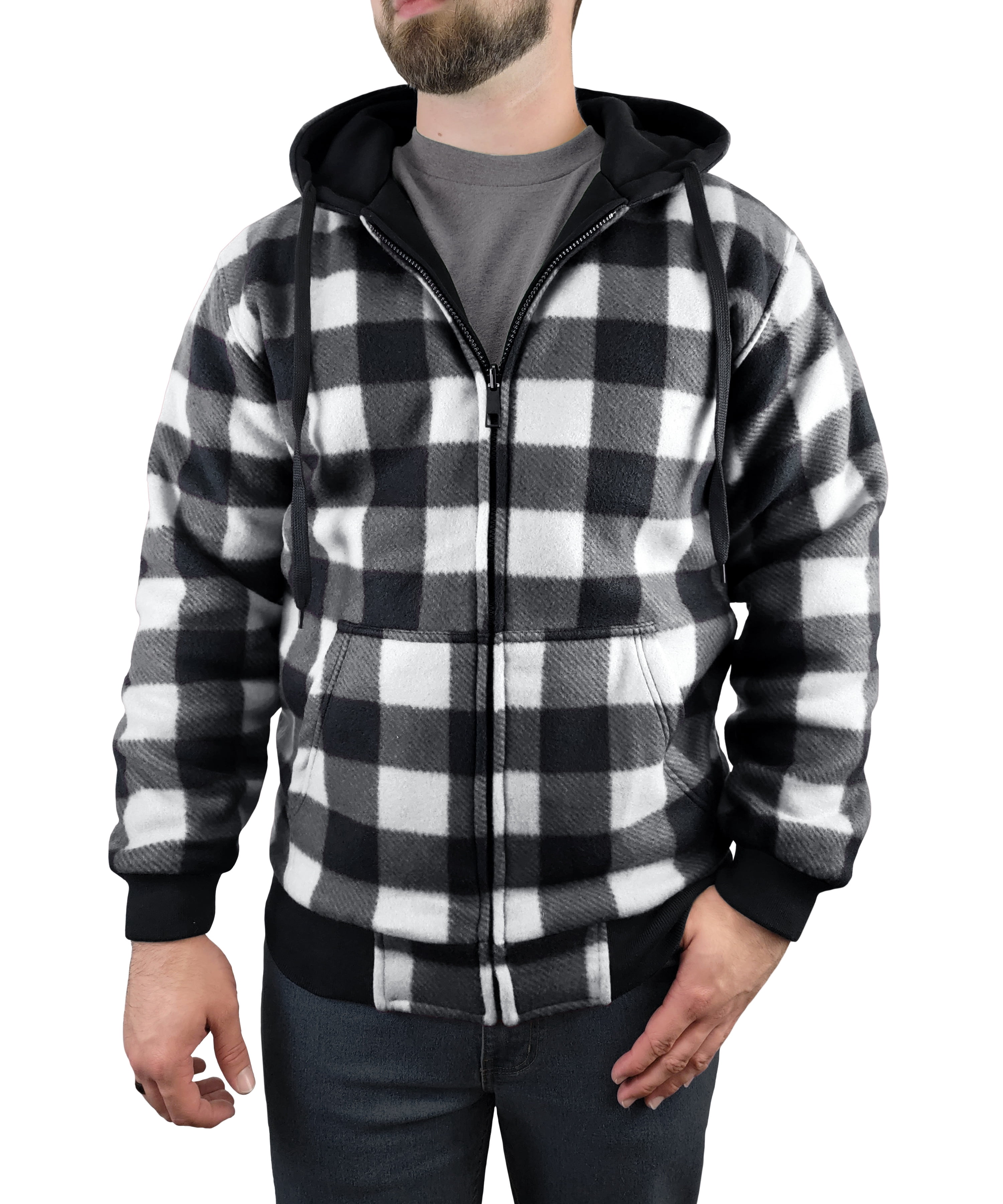 Victory Outfitters Men's Reversible Hooded Buffalo Plaid Fleece Jacket ...