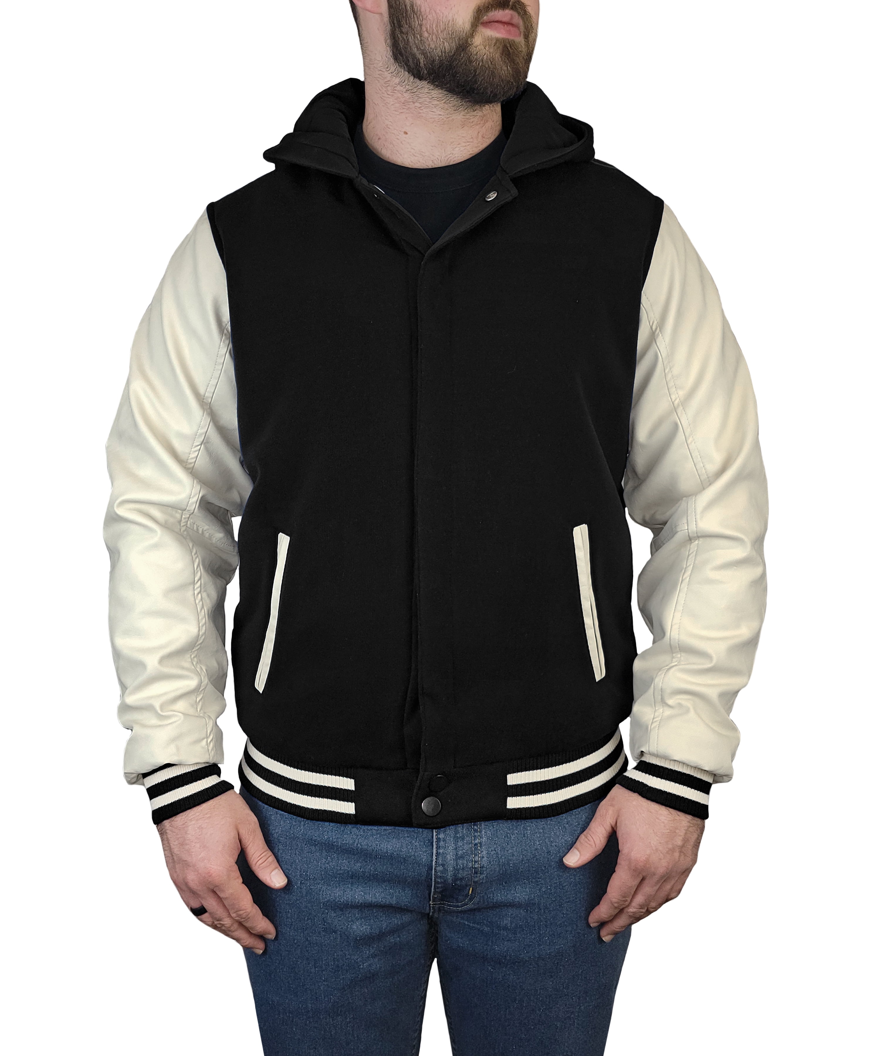 Victory Outfitters Men's Varsity Hooded Reversible Fleece Jacket with ...