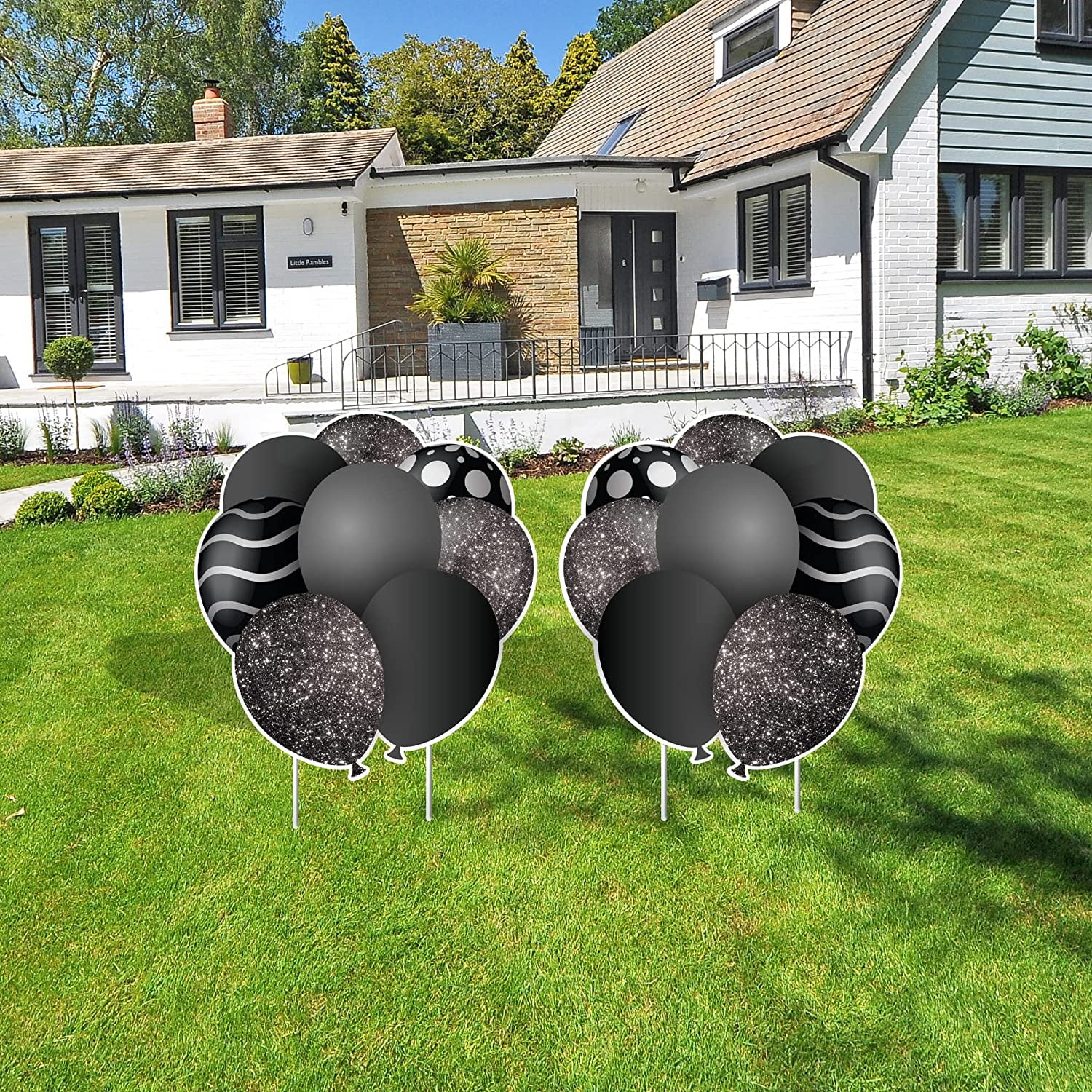 Victory Store Black Balloon Outdoor Birthday Party Signs with Stakes ...