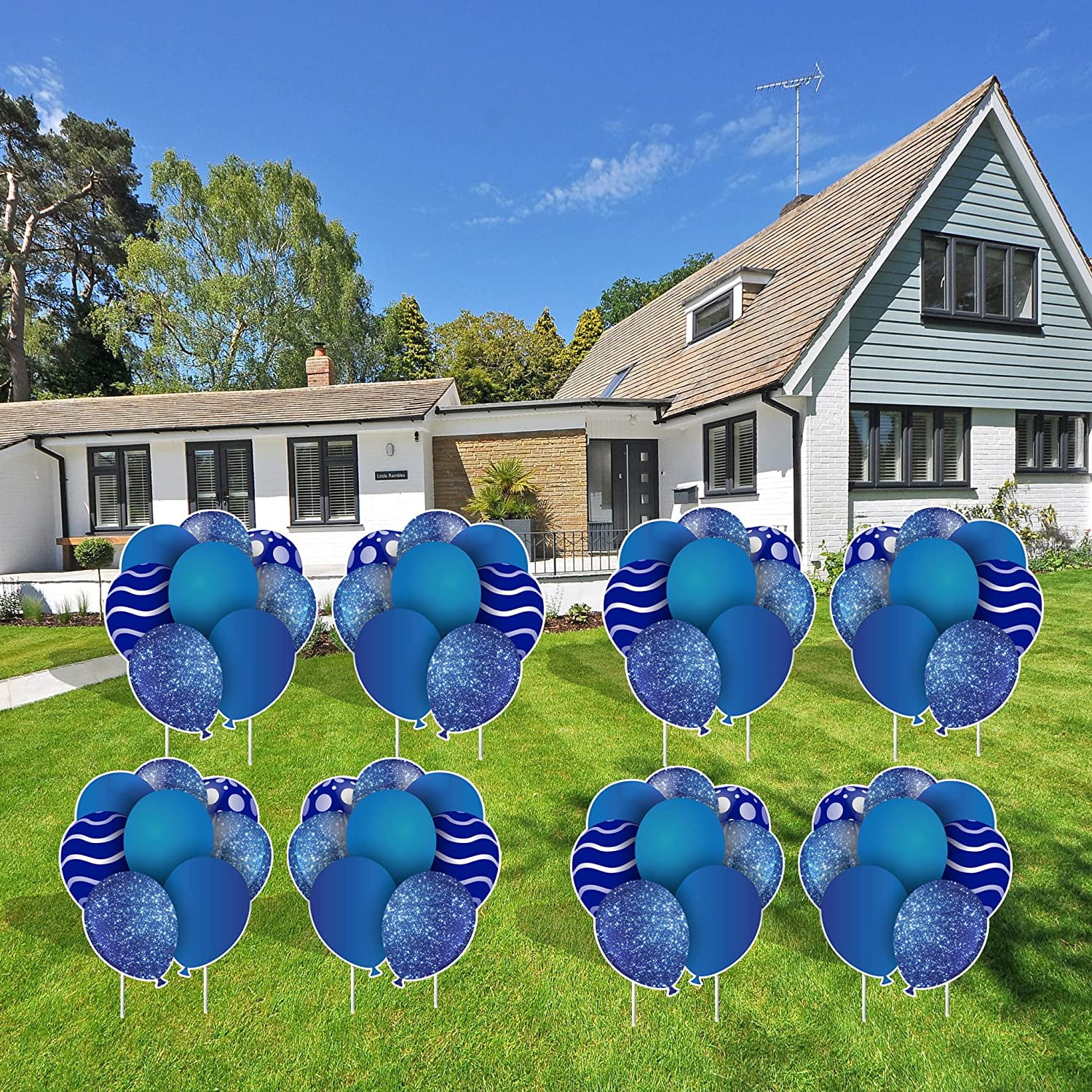 Victory Store Blue Balloon Outdoor Birthday Party Signs with Stakes ...