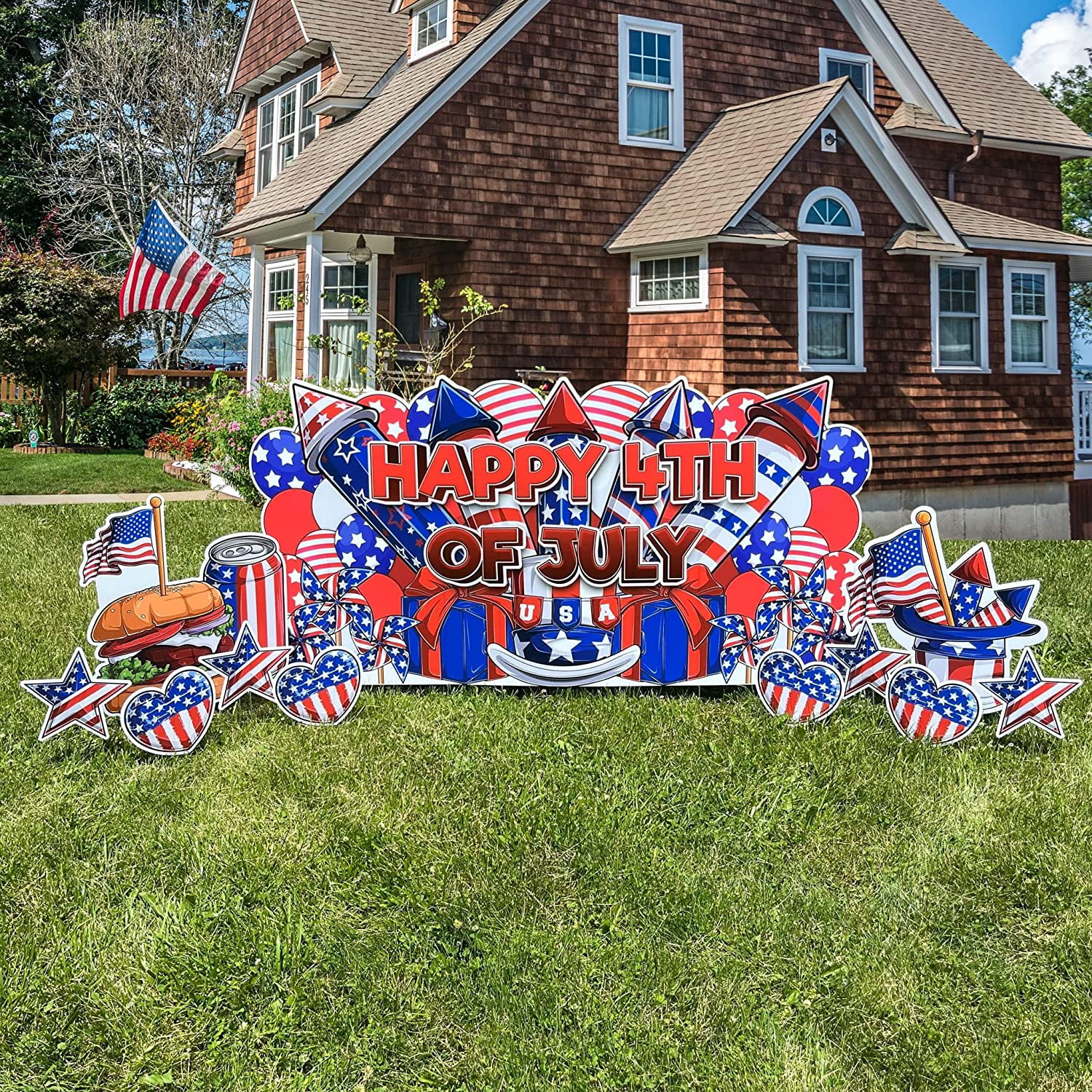 Victory Store Happy 4th of July Patriotic Yard Sign, 6' x 3' 11 Count ...