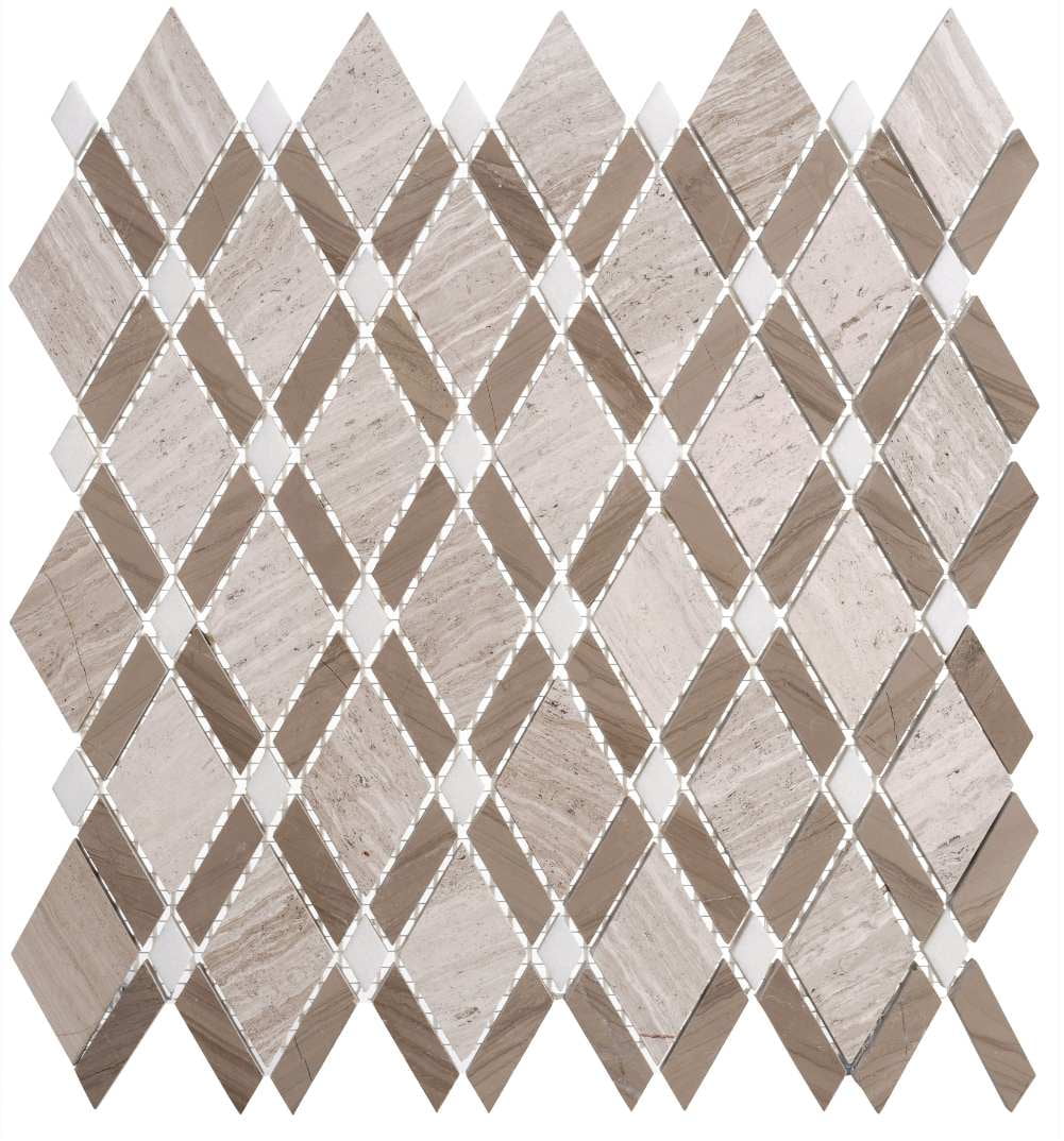 Victory Wynn Brown 2-in. x 3-in. Novelty Marble Diamond Natural Stone Mosaic Wall & Floor Tile ...