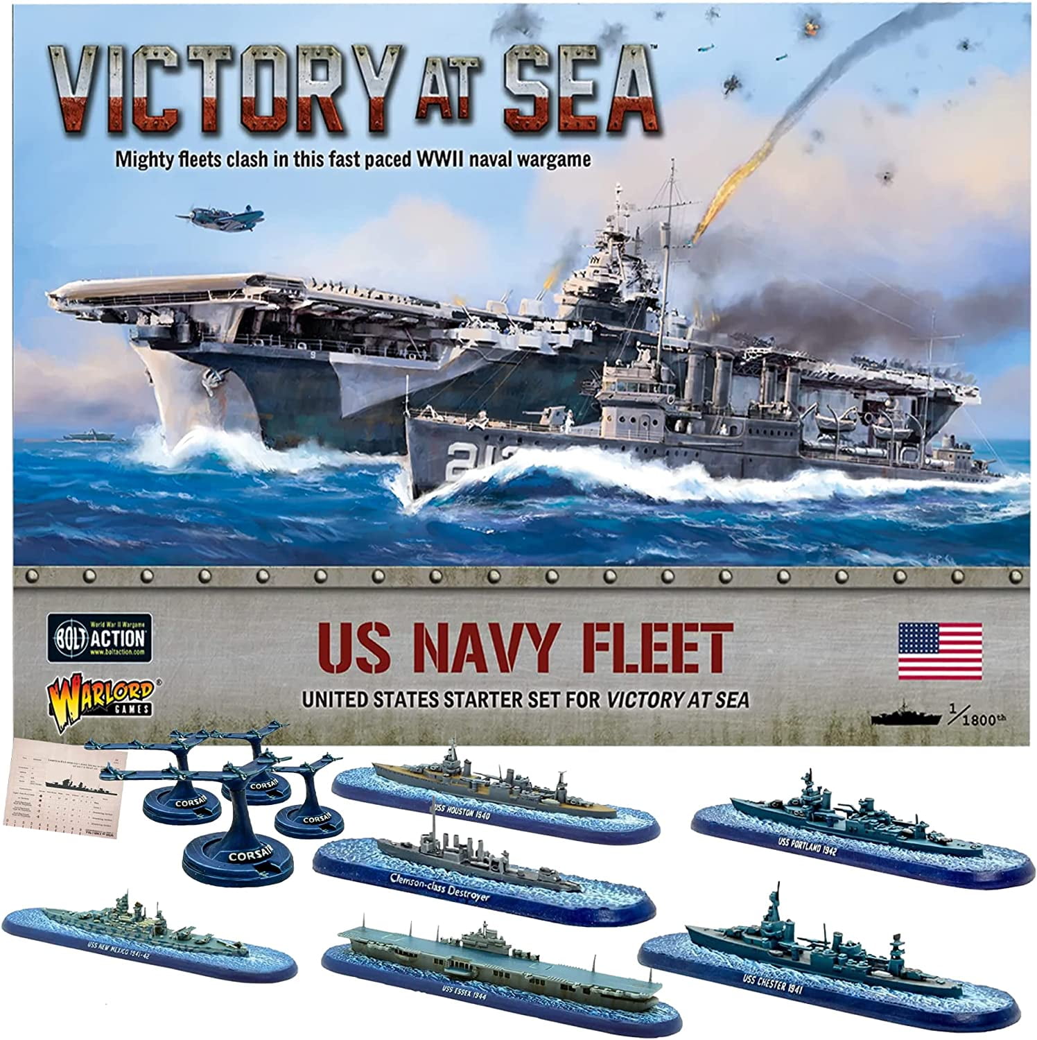 Wargames Delivered Victory at Sea – US Navy Fleet Starter Set WW2 Action Figures Includes 4 ...