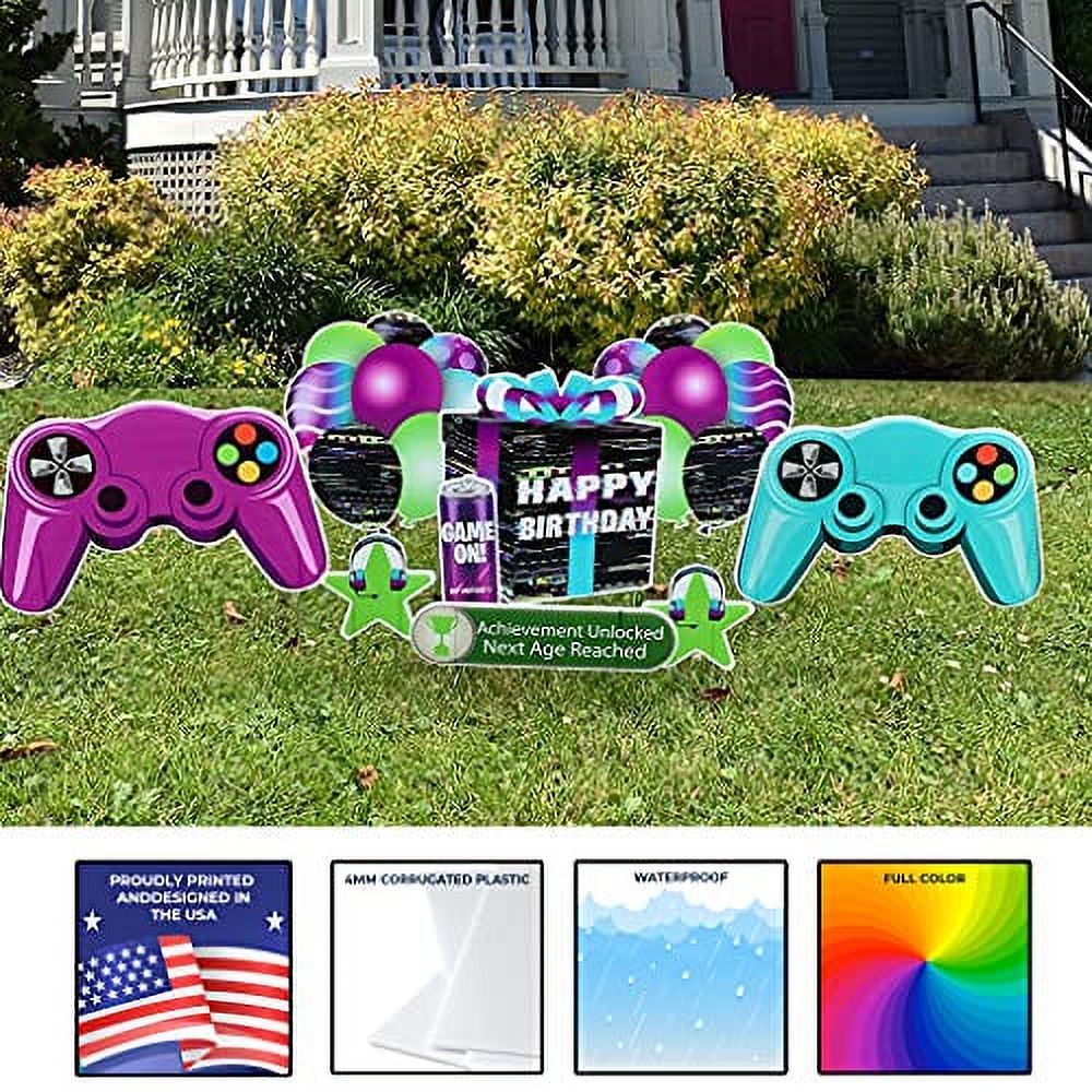 VictoryStore Birthday Yard Decorations Gamer Birthday Yard Cards, 9pcs ...