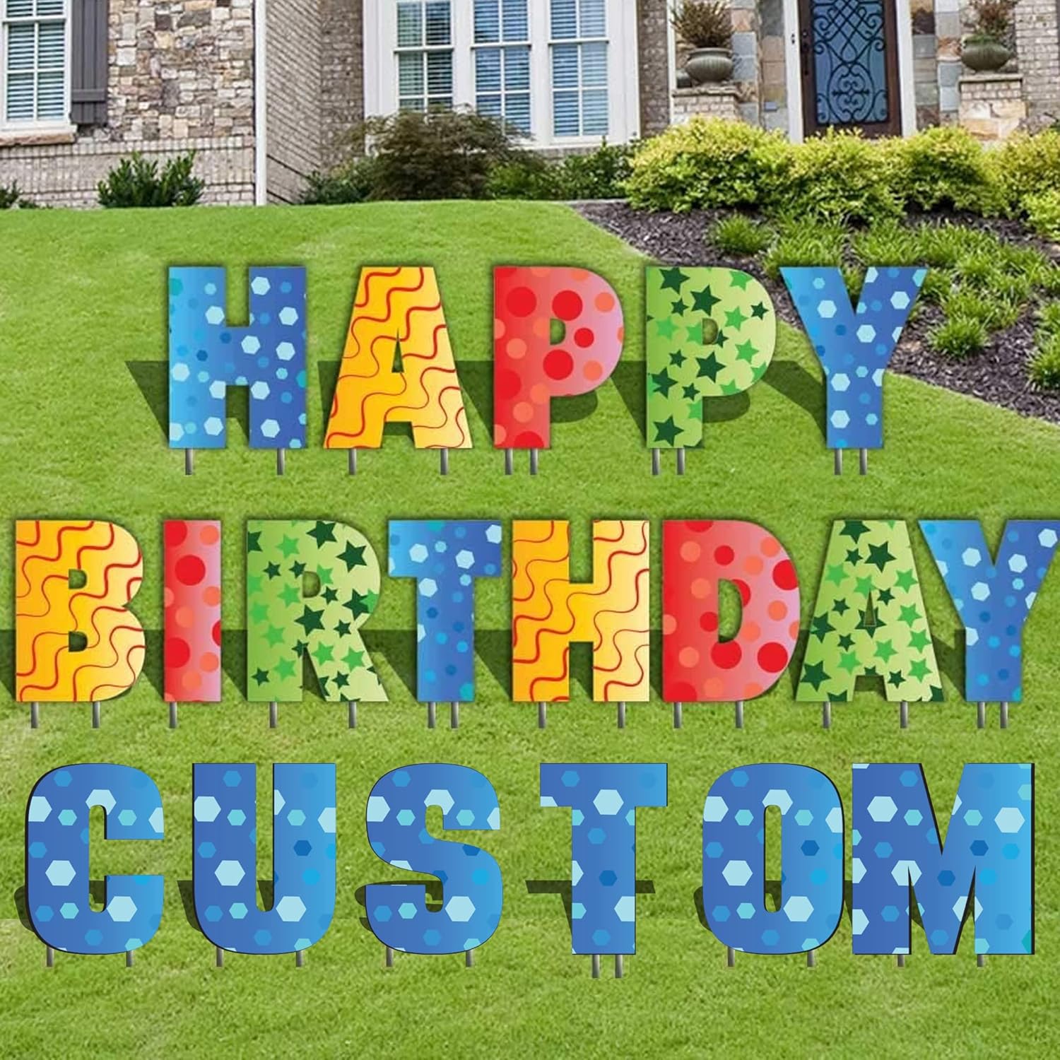 VictoryStore Colorful Happy Birthday Letters Yard Sign, 20 Inch Letters ...