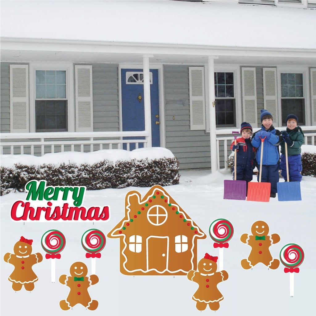 VictoryStore Gingerbread House Christmas Yard Decoration Set, Outdoor ...