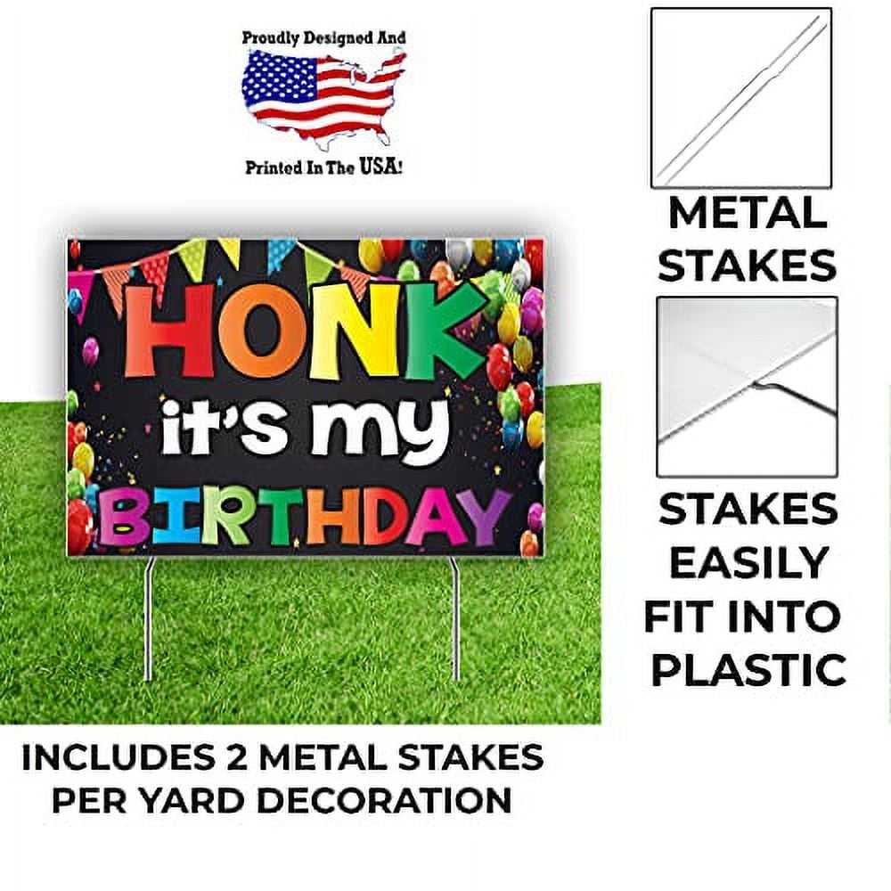 VictoryStore Honk It's My Birthday Yard Sign Set of 4, Double Sided ...