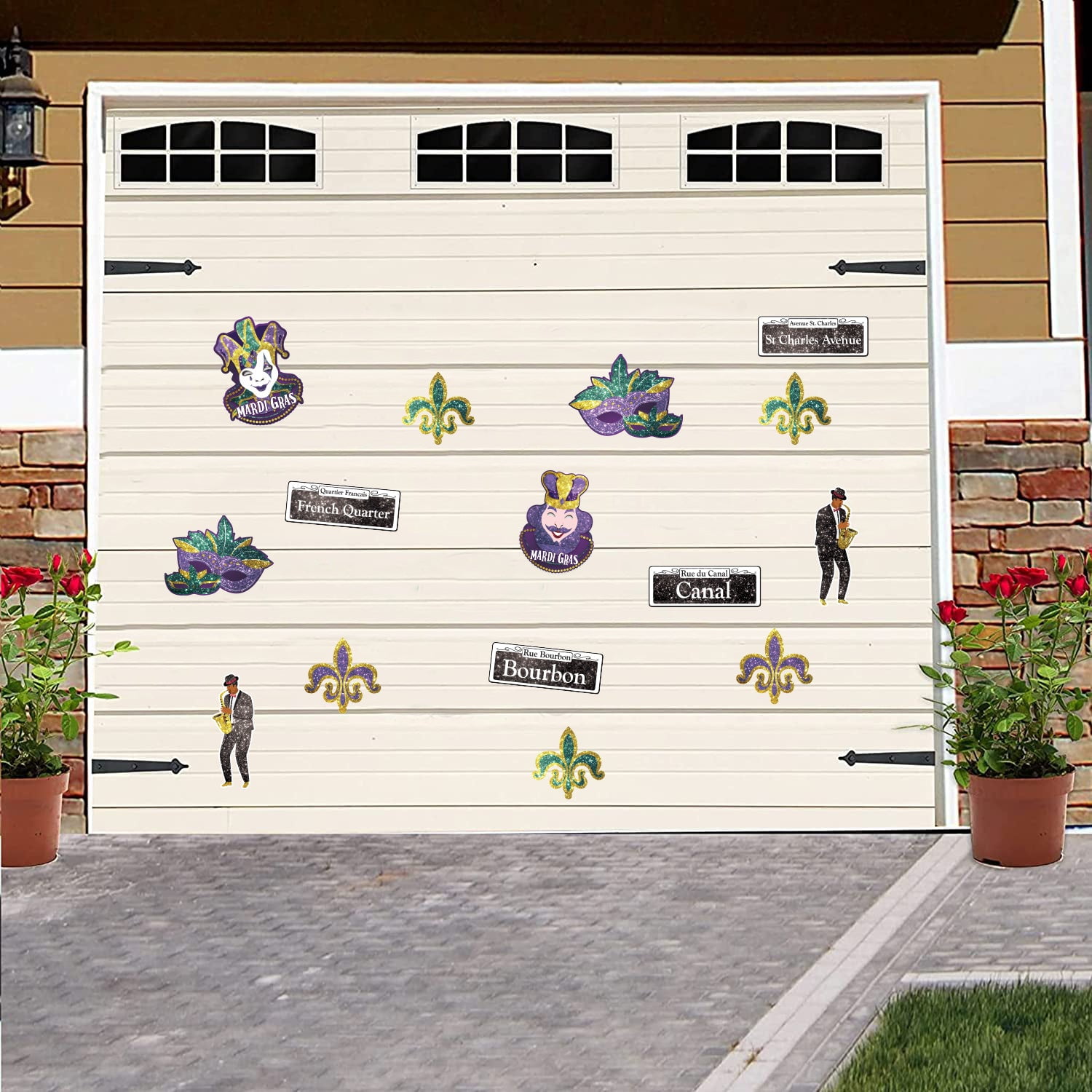 VictoryStore Sparkled Mardi Gras Garage Magnet Decor Set, Glitter ...