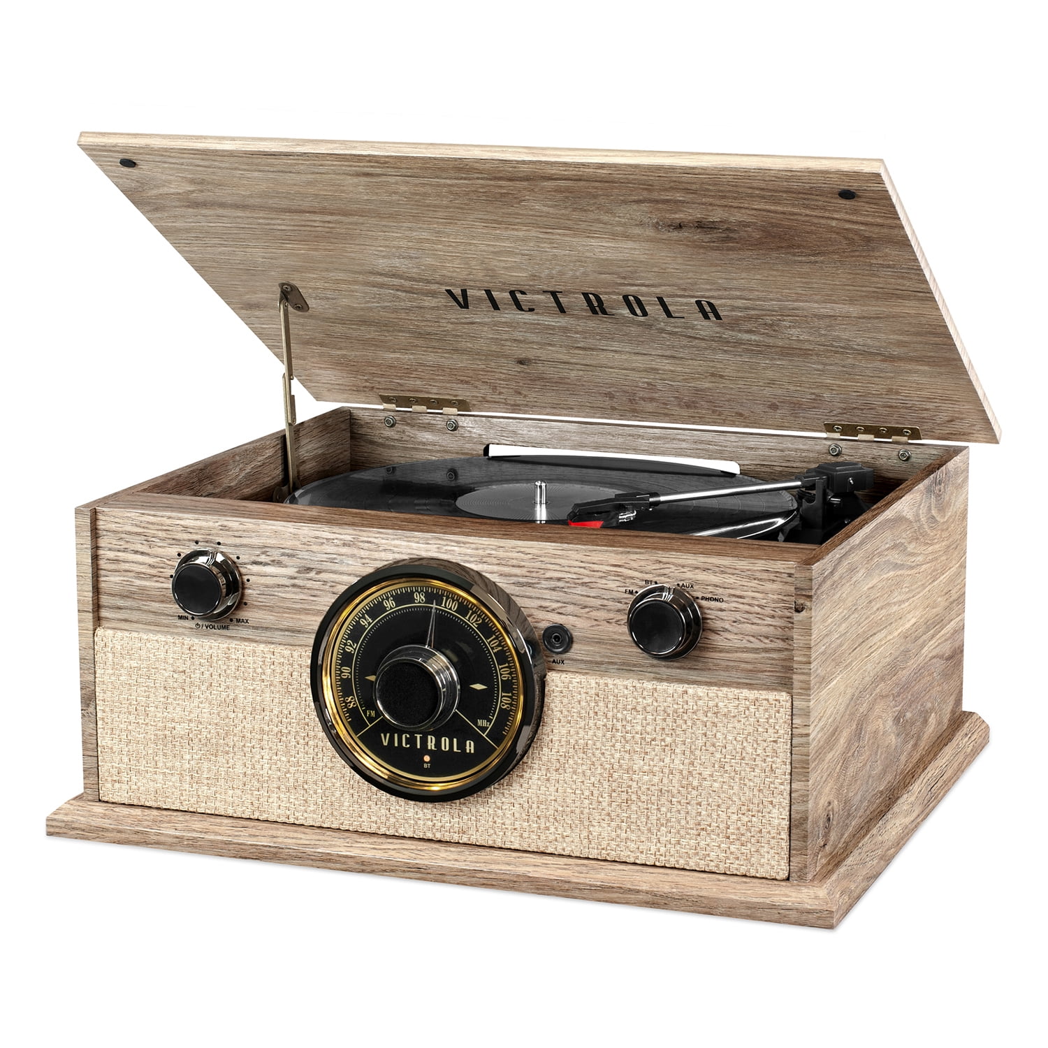 Victrola 4-in-1 Cambridge Farmhouse Modern Bluetooth Turntable with FM ...