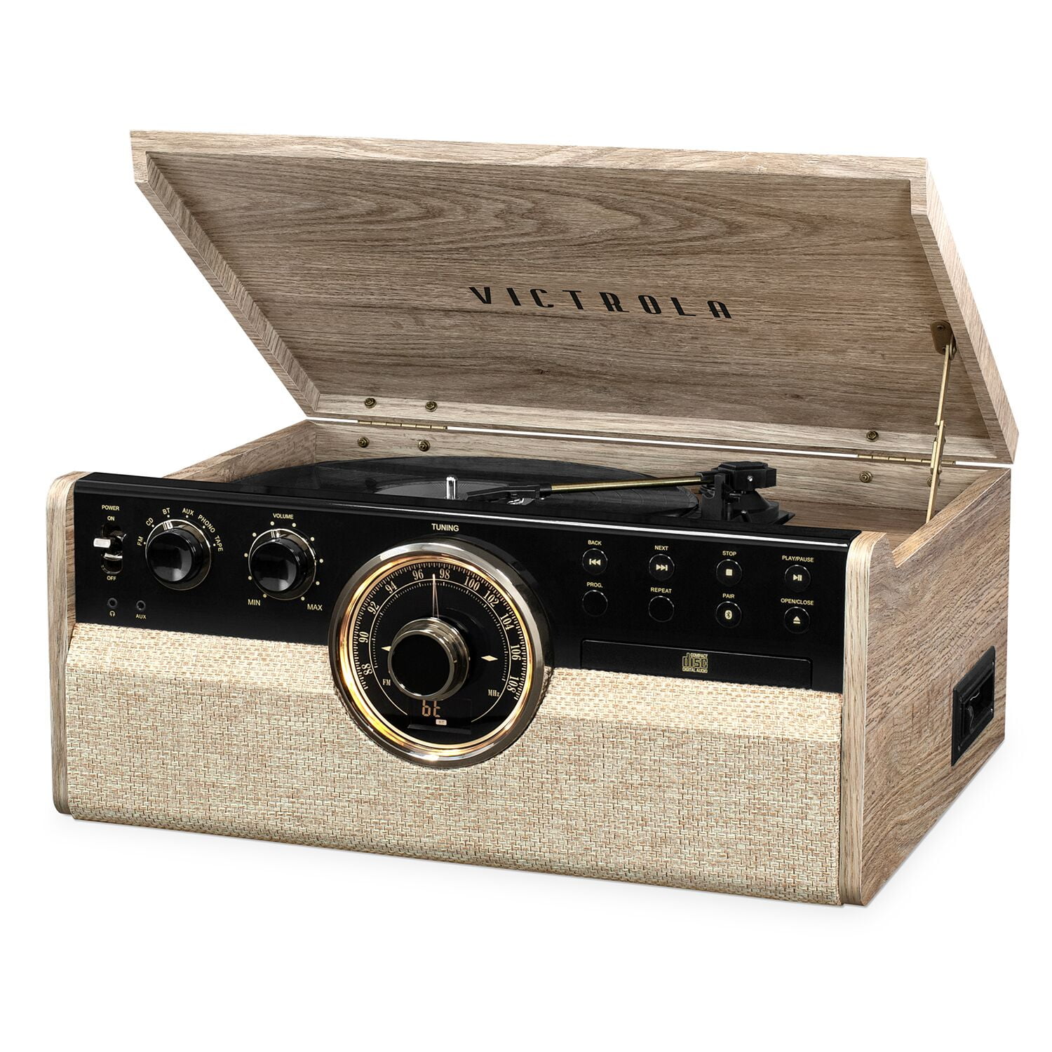 Victrola 6-in-1 Wood Empire Mid Century Modern Bluetooth Record Player ...