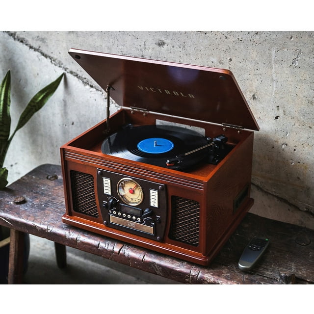 Victrola 8-in-1 Navigator Vinyl Record Player & Multimedia Center with ...