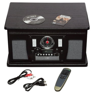 Trexonic 3-Speed Turntable With CD Player, Dual Cassette Player, BT, FM ...