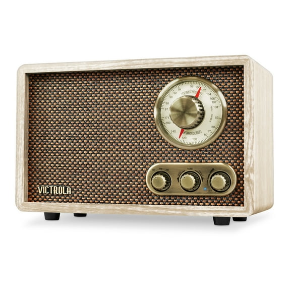 Victrola, Retro Bluetooth FM AM Radio, Willow, Natural Wood Design ...