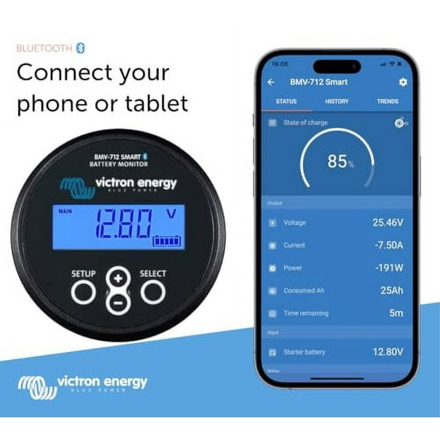 Victron Energy BMV-712 Smart Battery Monitor with Shunt - 6.5-70 VDC ...