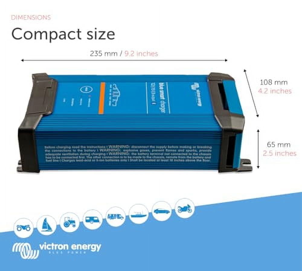 Victron Energy Blue Smart IP22 Smart Car Battery Charger 12V 15A, Float ...