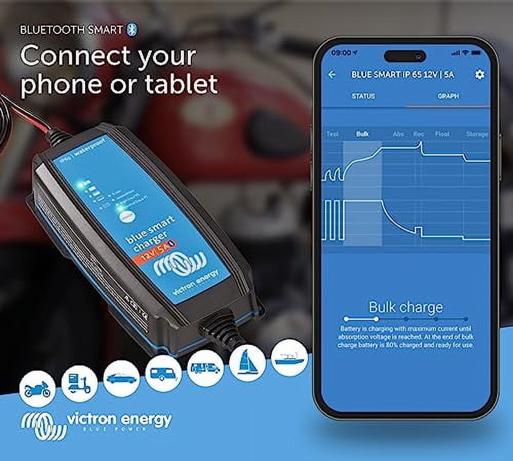 Victron Energy Blue Smart IP65 Smart Car Battery Charger 12V 5A, Float ...