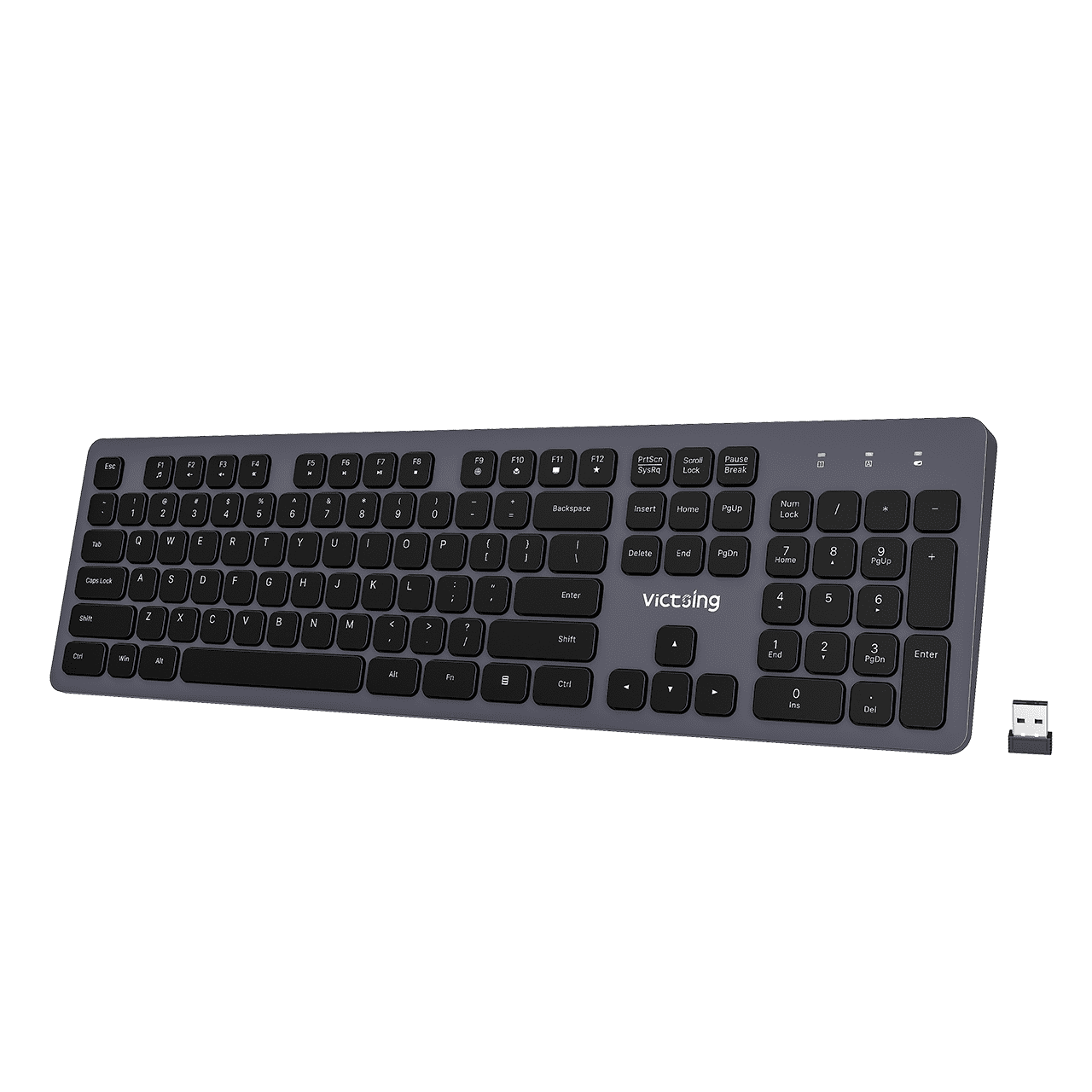 Victsing 2.4G Wireless Keyboard, USB Rechargeable Wireless Computer ...