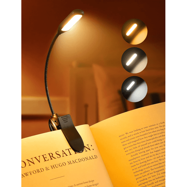 Victsing Rechargeable Book Light for Reading in Bed, 80H Reading, 3 ...