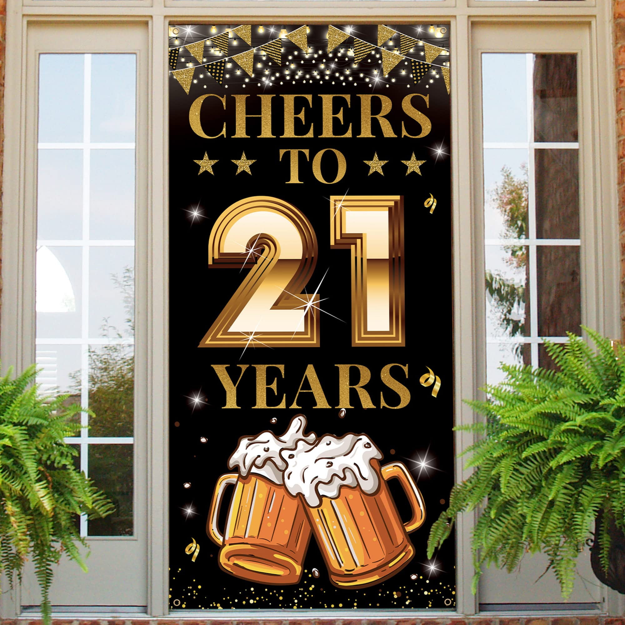Vicycaty 21st Birthday Decorations - Cheers to 21 Years Door Banner ...