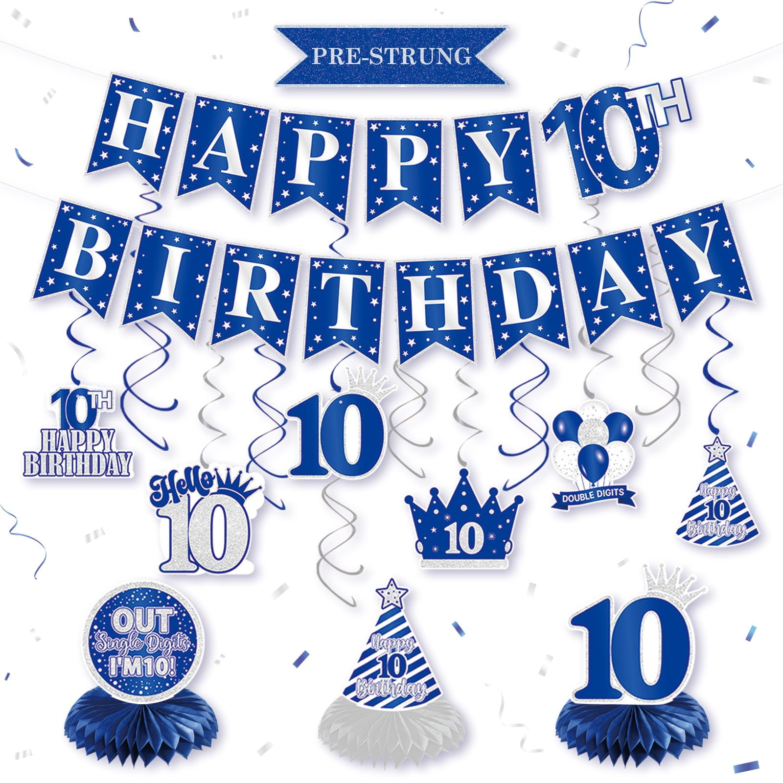 Vicycaty PRE-STRUNG 10th Birthday Decorations for Boys Girls, Happy ...