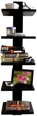 VidaNaticle Spine Wall Bookshelf, 5 Tier Wall Shelf Unit, White Rustic ...