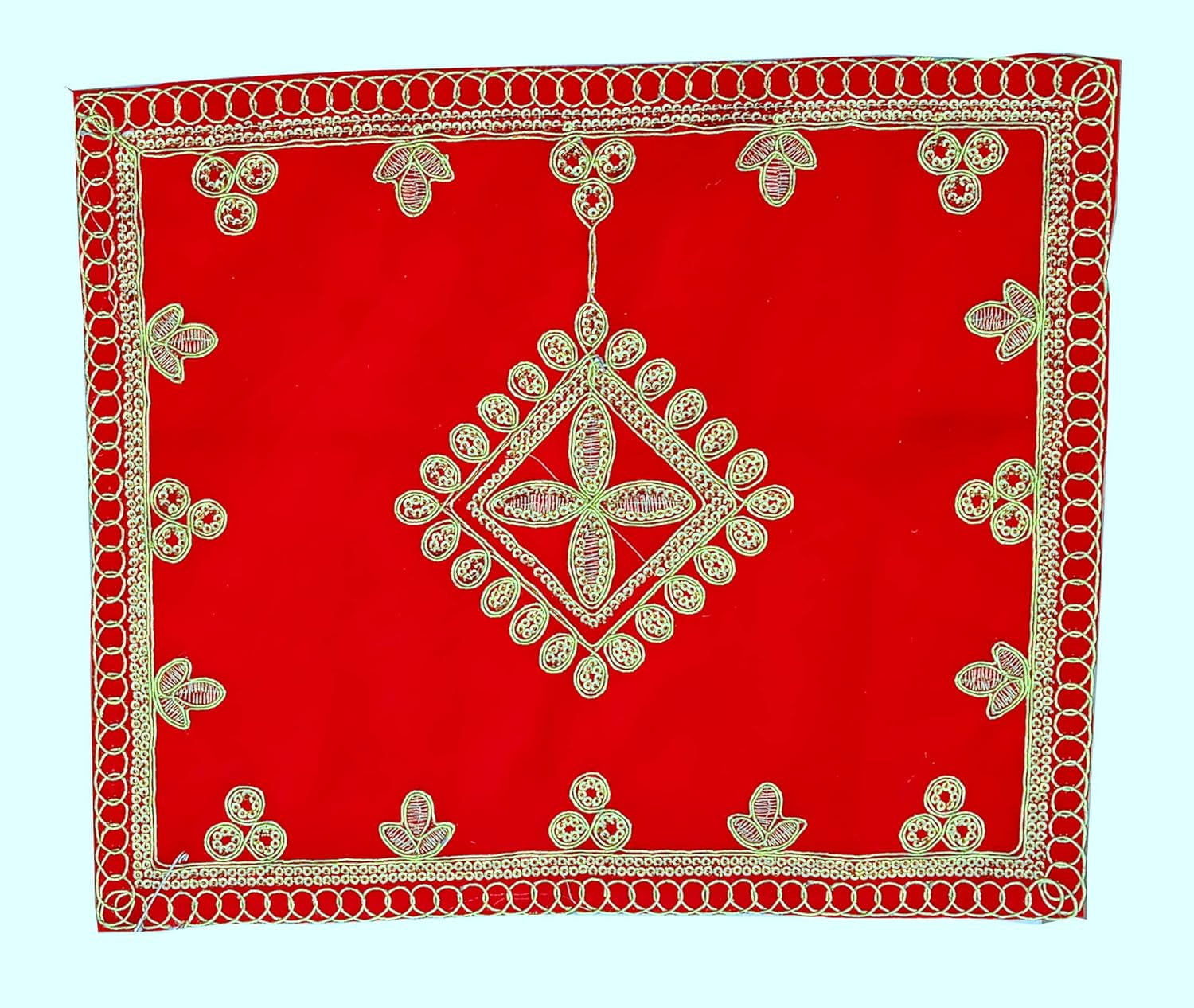 Vidagdha Velvet Red Puja Aasan Mat for God Mandir Velvet Fancy Pooja ...