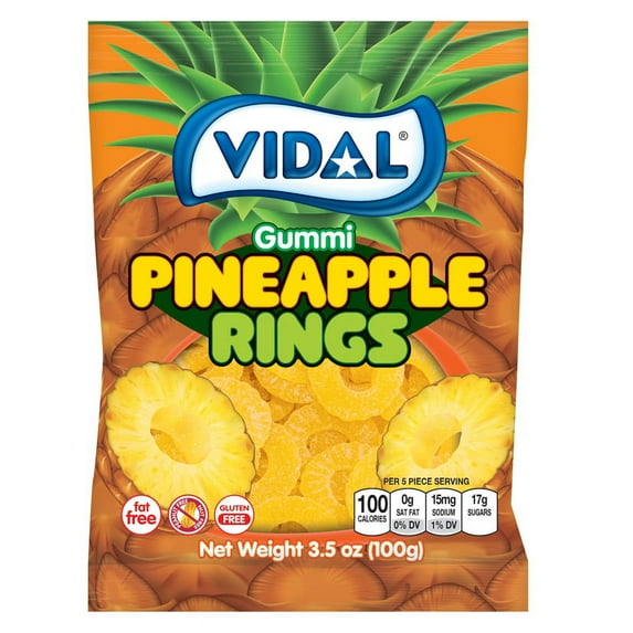 Vidal, Gummi Pineapple Rings, 3.5 oz, Juicy Sweet and Tangy Flavor ...