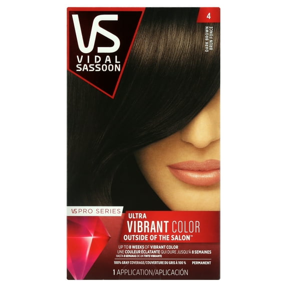 Vidal Sassoon Pro Series Permanent Hair Color Dye, 4 Dark Brown, 1 ...