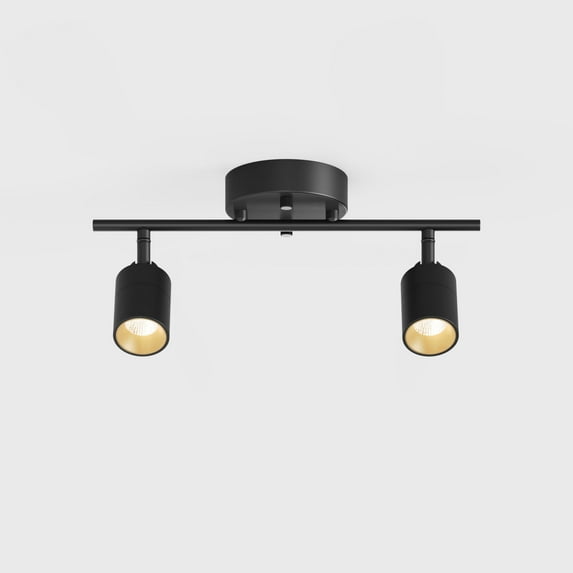 Shura Black 2-Light Track Light with Rotatable Heads, Integrated LED ...