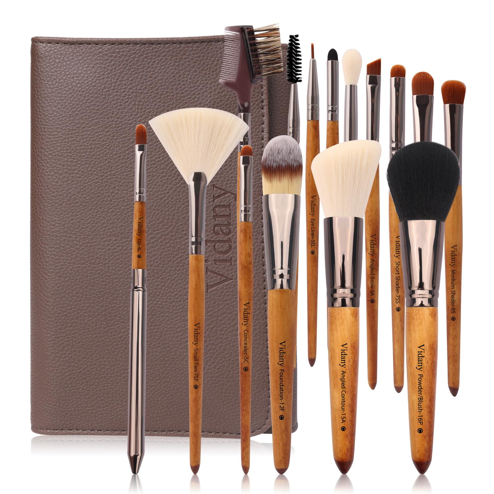 Vidany Brush Set: AIF9 15pcs Walnut Wooden Brushes With Leather Button ...