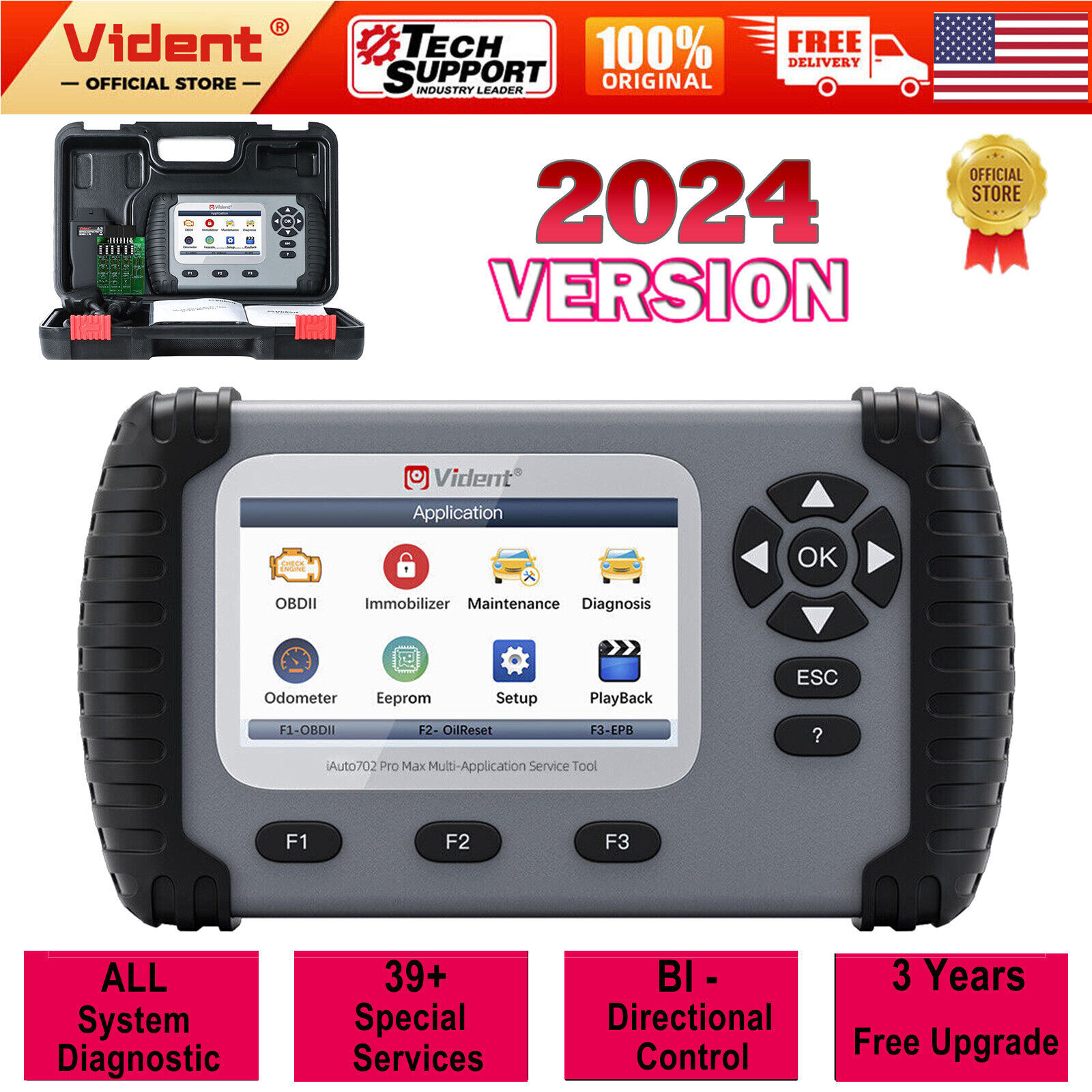 Vident iAuto702pro MAX All System OBD2 Scanner Car Diagnostic Tool ...